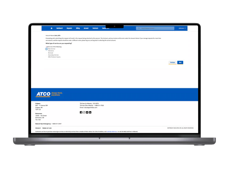 Update Existing Connections | ATCO Gas